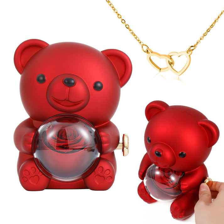 Engraved Heart Necklace - with real Rose Bear Giftbox – mapeelow